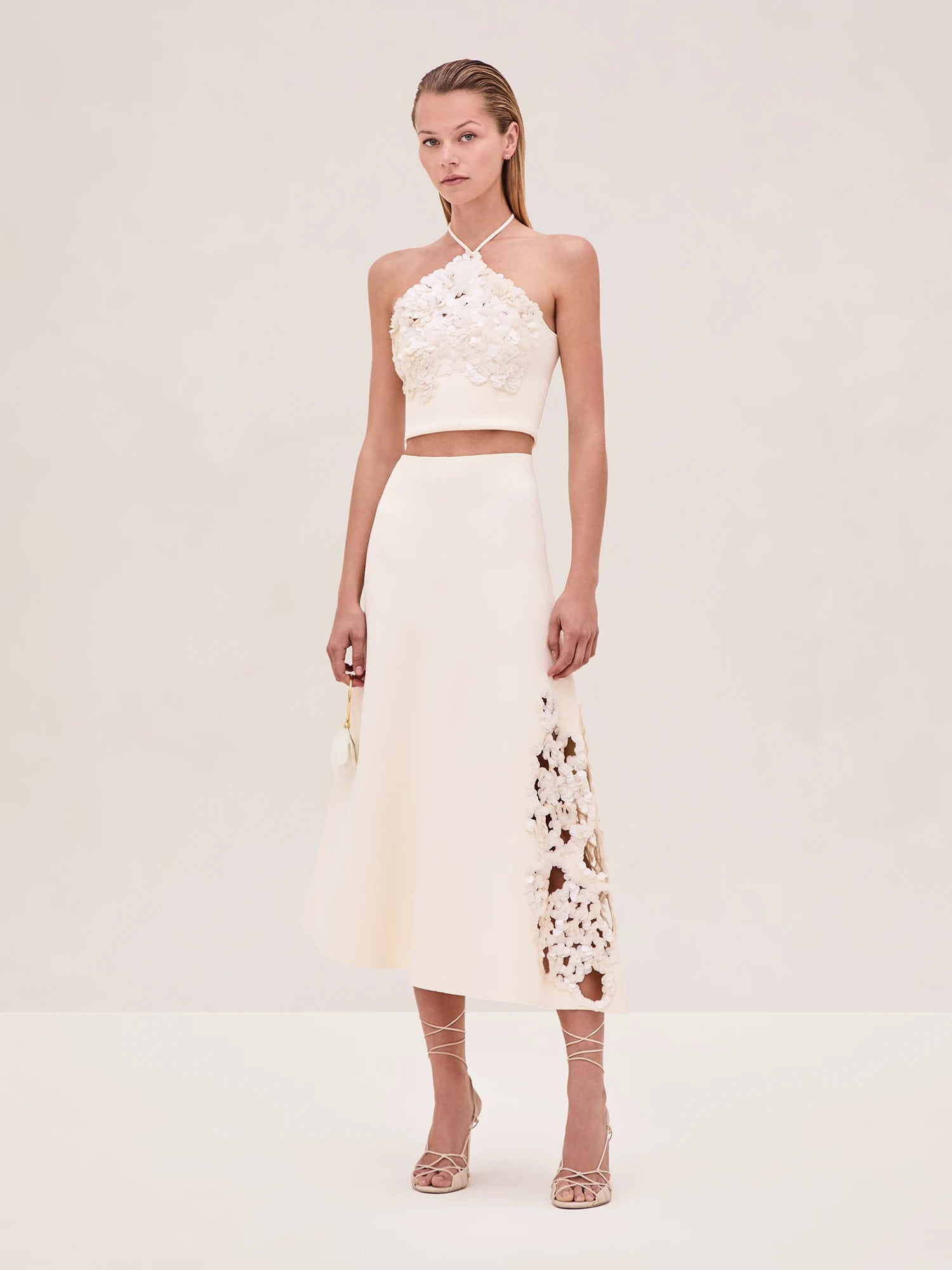 ALEXIS Alexis Maris Knit Midi Skirt with Cut-Out Sequins